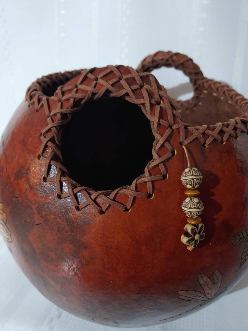 Sunflower and Dragonfly Braided Gourd Basket - Etsy