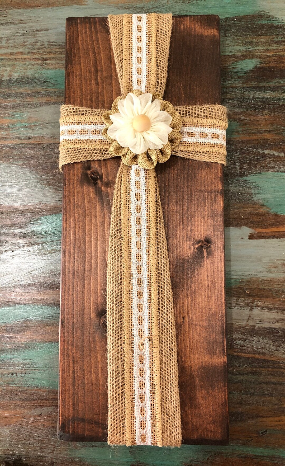 Wooden Burlap Cross - Etsy