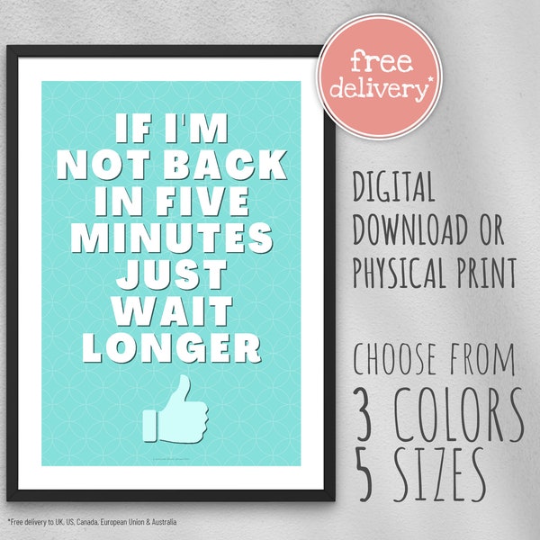 Be Back in 5 Minutes Sign - Etsy