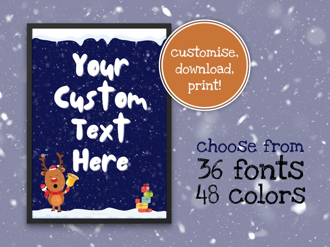 CHRISTMAS / RUDOLPH / Digital Download / Customisable Text, Font and ...
