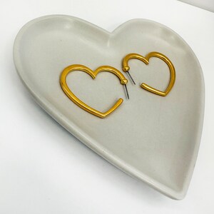 Heart Shaped Hoops, Chunky Gold Hoops, Gold Heart Hoop Earrings, Heart ...