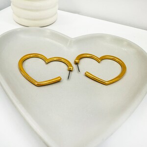 Heart Shaped Hoops, Chunky Gold Hoops, Gold Heart Hoop Earrings, Heart ...