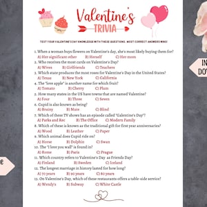Valentine's Day Trivia Game Printable Galentines Day - Etsy