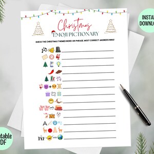 Christmas Emoji Pictionary Printable Christmas Phrases Emoji - Etsy