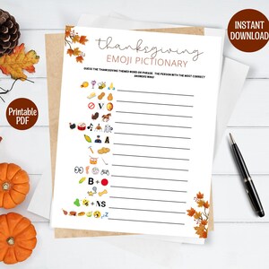 Thanksgiving Emoji Pictionary Game Printable Fun Thanksgiving - Etsy