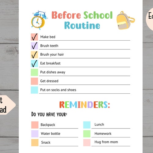 Kids Routine Space Morning/bedtime Editable Checklist - Etsy