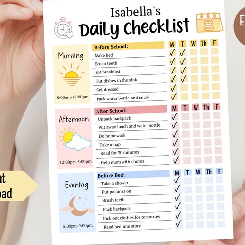 Workout Checklist Editable Daily Workout Routine Chart - Etsy