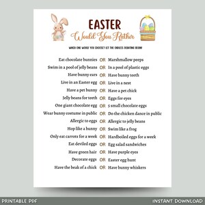 Easter Would You Rather Game Printable, This or That Easter Party Game ...