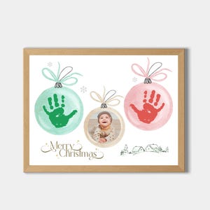 Christmas Ornament Handprint Craft Printable for Kids, DIY Winter Photo ...