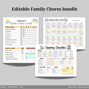 Editable Family Chores Printable, Cleaning Schedule, Digital Planner ...