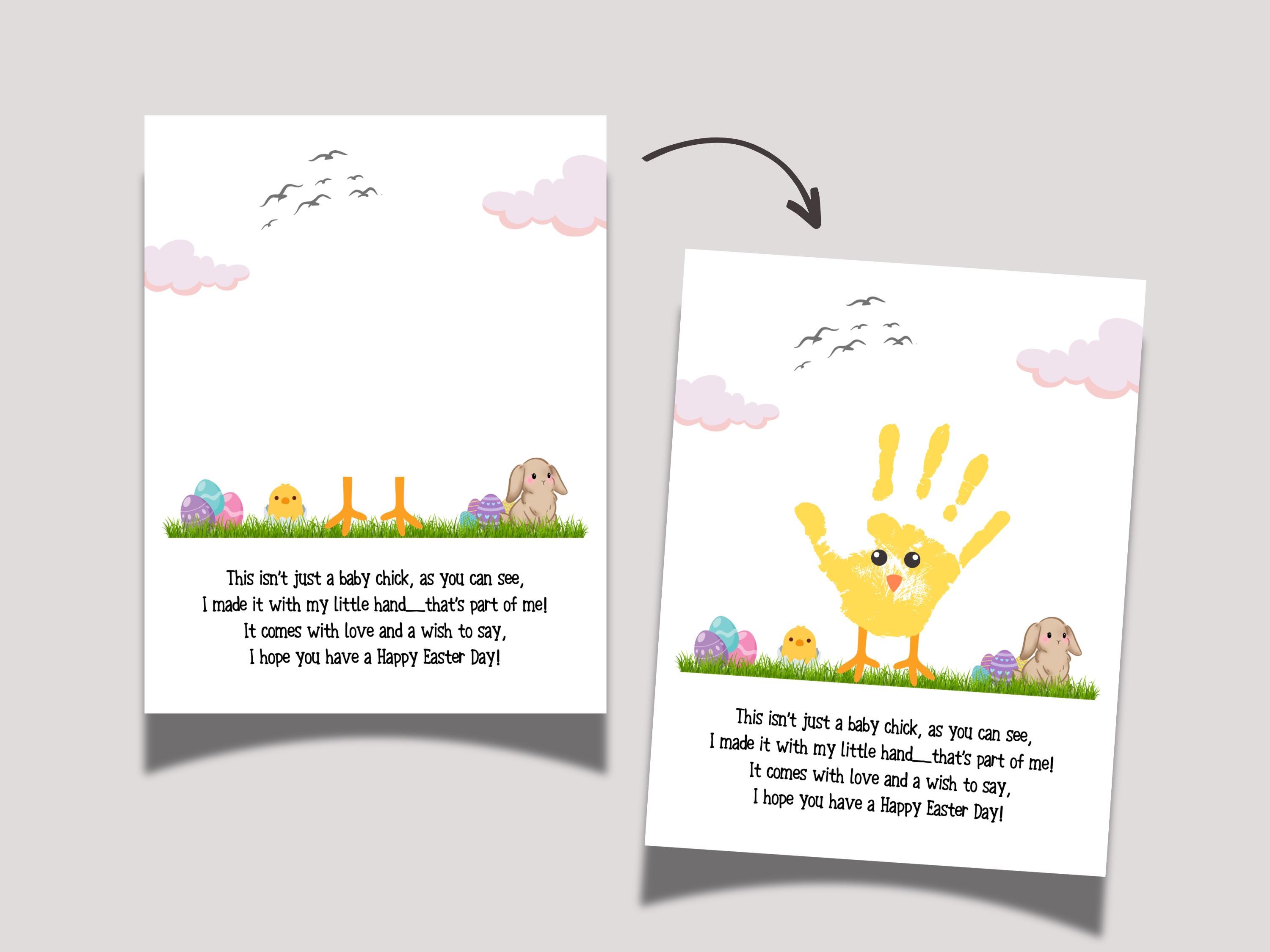 Baby Chick Happy Easter Poem Handprint Craft for Kids Printable, DIY ...