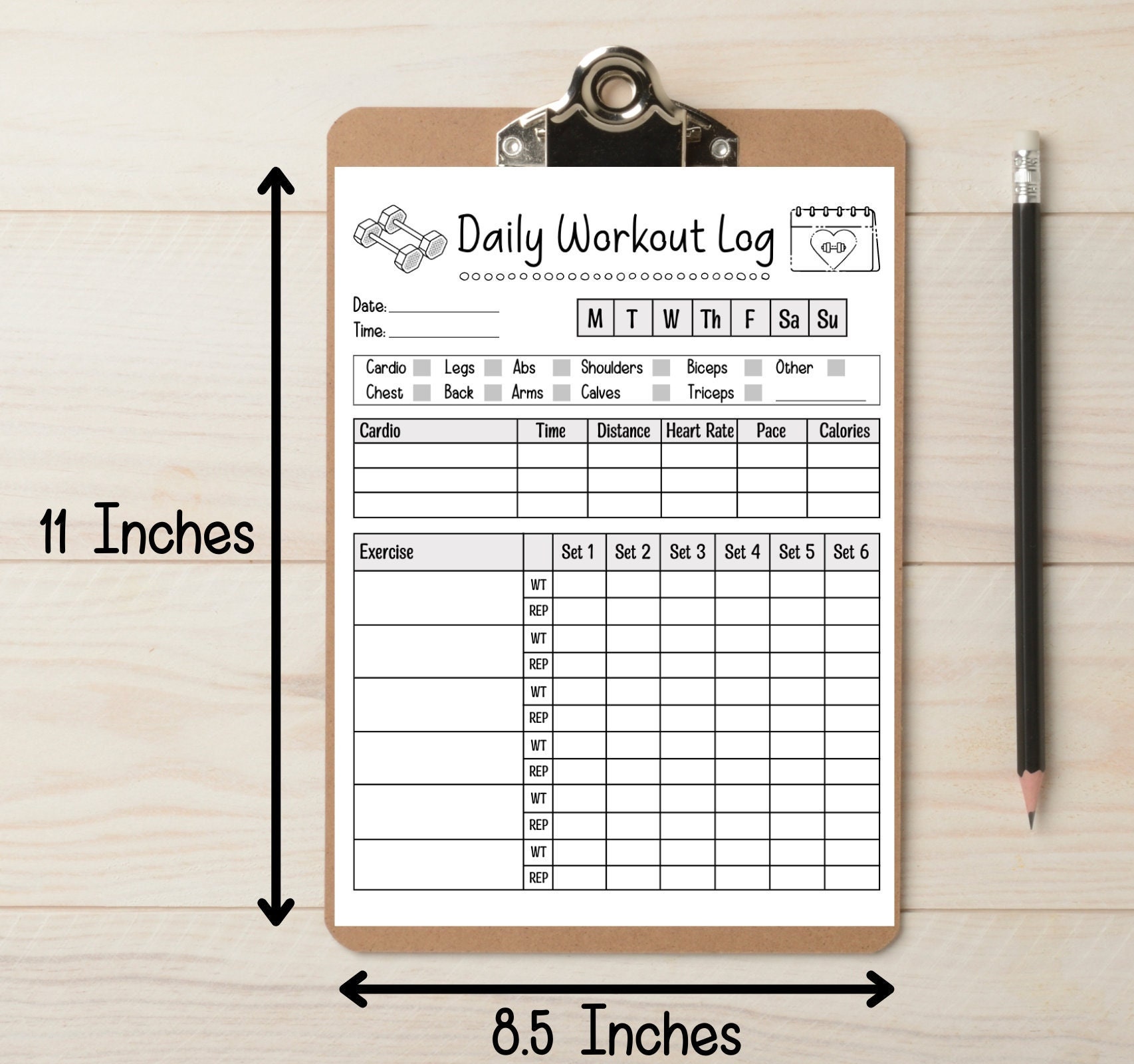 Daily Workout Log Printable Exercise Planner Fitness Planner - Etsy UK