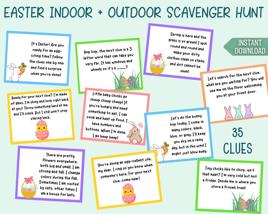 Easter Scavenger Hunt Printable Indoor Outdoor Easter - Etsy