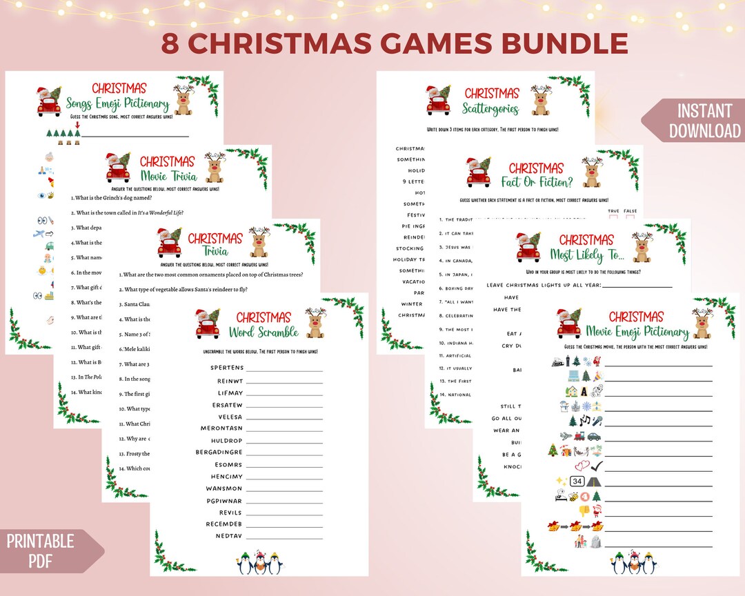 Christmas Party Games Bundle Printable Fun Holiday Game - Etsy