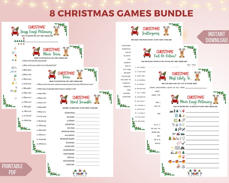 Christmas Party Games Bundle Printable Fun Holiday Game - Etsy