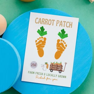 Carrot Patch Easter Footprint Craft for Kids Printable, DIY Spring Feet ...