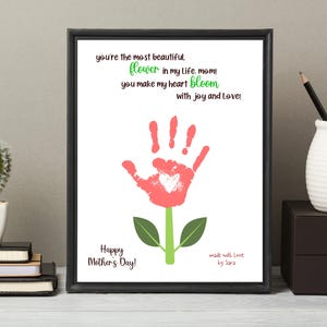 Mothers Day Flower Handprint Craft for Kids Printable Card Art Activity ...