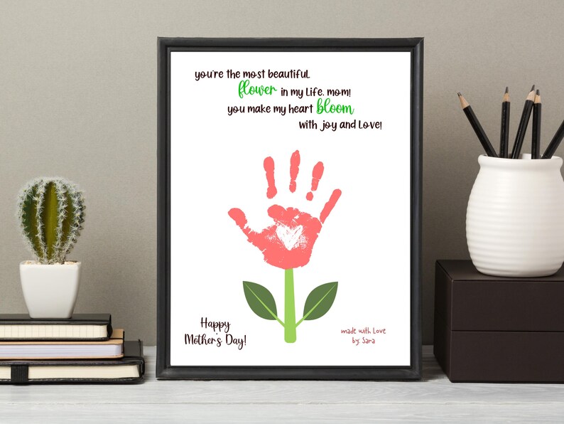 Mothers Day Flower Handprint Craft for Kids Printable Card Art Activity ...