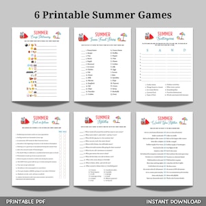 Summer Camp Games Bundle Printable, Summertime Beach Party Games Adult ...