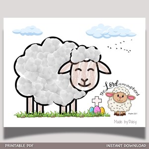 Easter Sheep Lamb Craft Printable Template, DIY Art Religious Keepsake ...