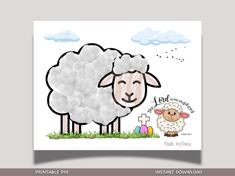 Easter Sheep Lamb Craft Printable Template, DIY Art Religious Keepsake ...