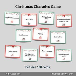 Christmas Charades Game Printable, Holiday Party Activity for Family ...