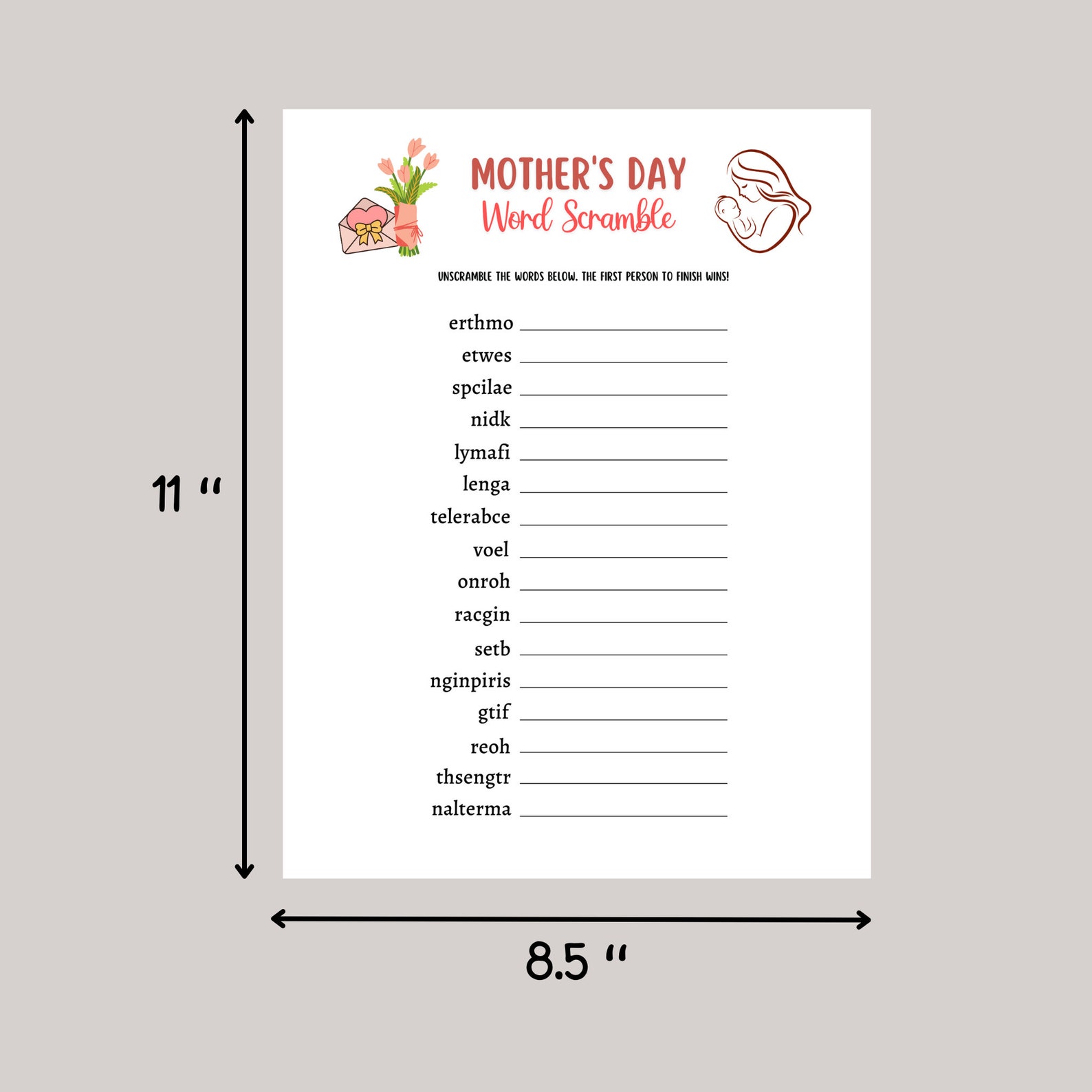 Mother's Day Game Printable, Mothers Day Game for Kids and Adults ...