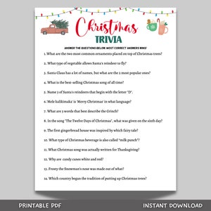 Christmas Trivia Game Printable, Fun Holiday Party Game, Office Party ...