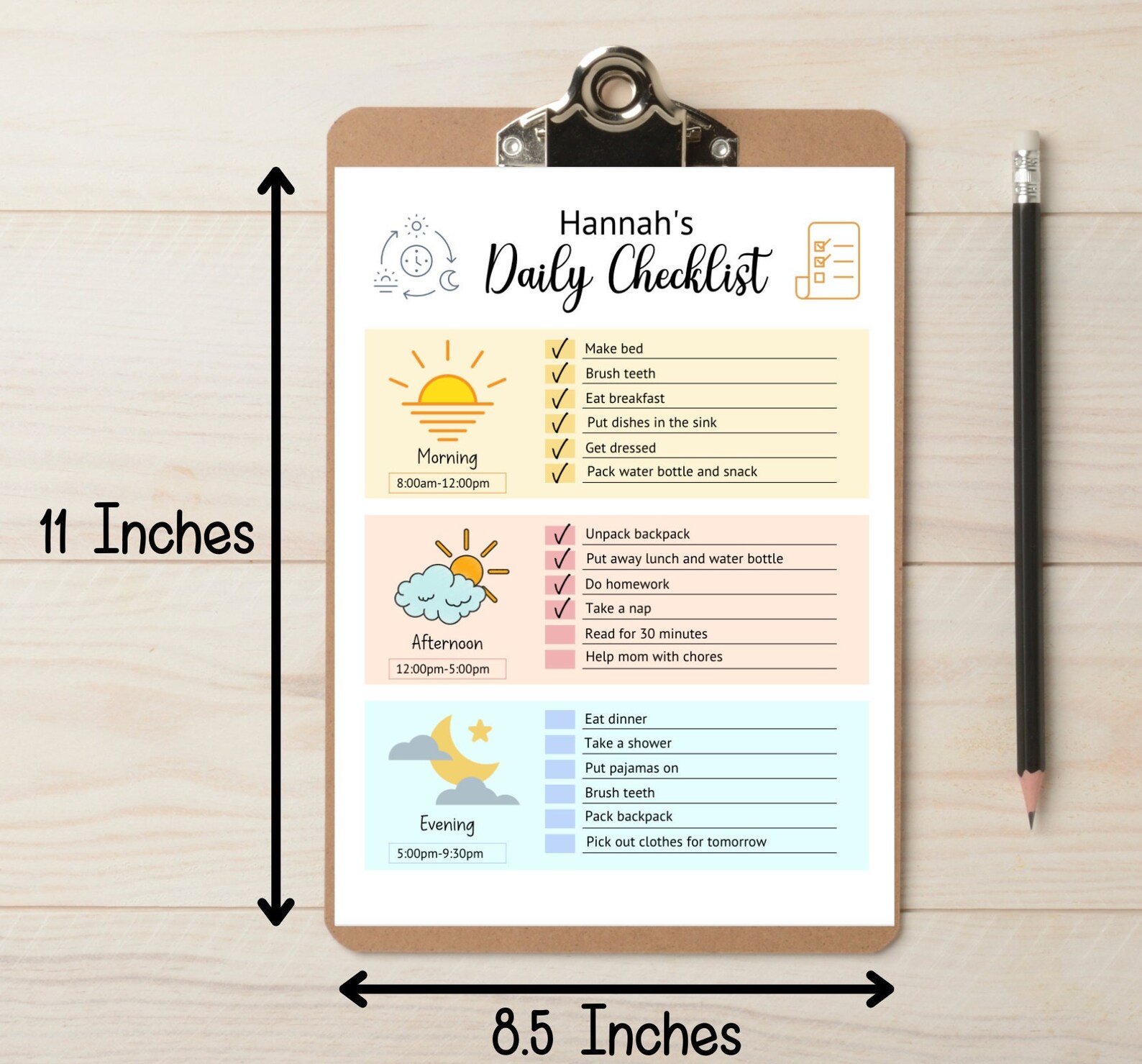 Daily Checklist Chore Chart Kids Daily Routine Printable - Etsy