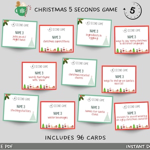 Christmas 5 Second Game Printable, Christmas Party Game Adults Kids ...