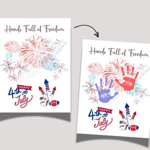 4th of July Fireworks Handprint Art Printable, DIY Footprint Craft ...