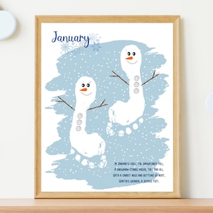 January Handprint Footprint Crafts Printable, DIY Art Kids Preschool ...