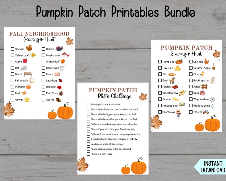 Pumpkin Patch Scavenger Hunt Printable Fall Neighborhood - Etsy