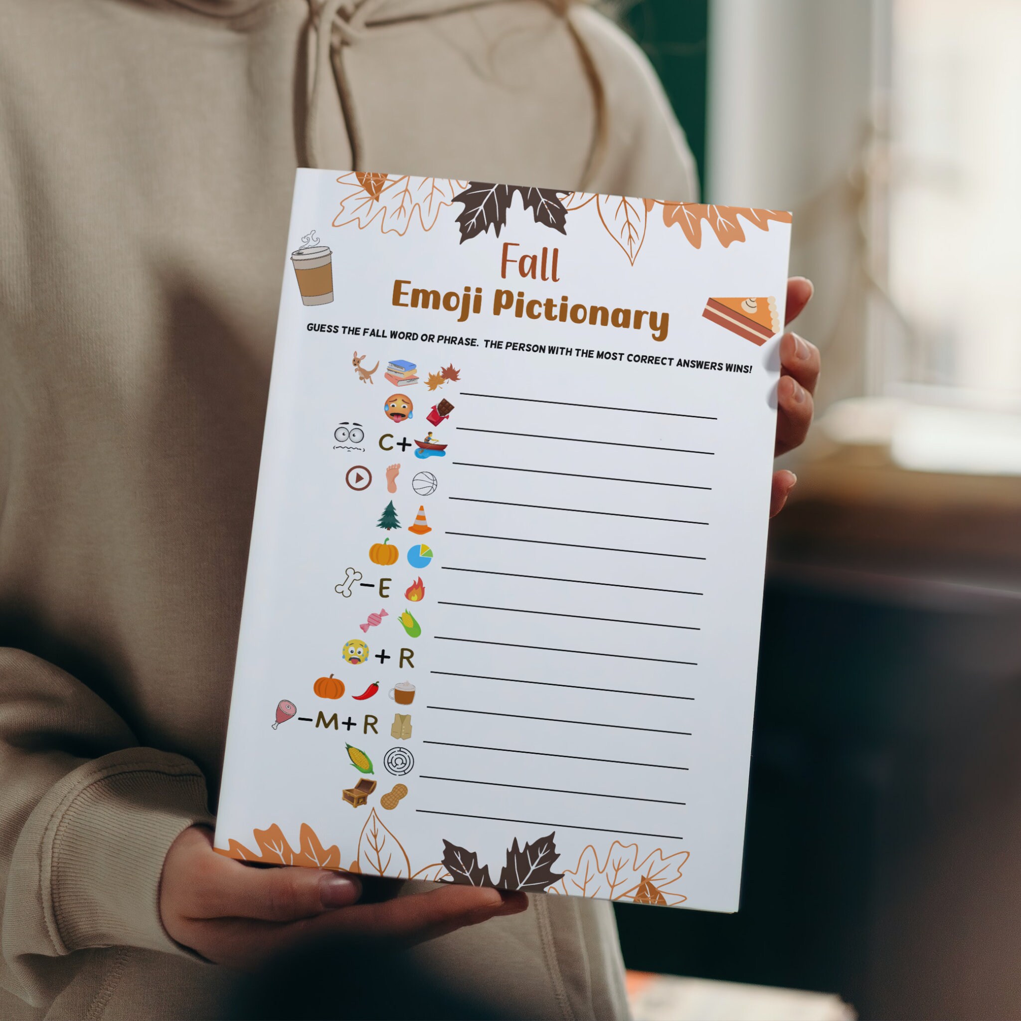 Fall Emoji Pictionary Game Printable, Fun Autumn Games, Emoji Game ...