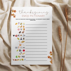 Thanksgiving Emoji Pictionary Game Printable, Fun Thanksgiving Trivia ...