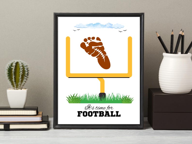 Football Footprint Craft Printable for Kids, DIY Sports Wall Art ...
