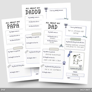 All About My Dad Printable, Fathers Day Questionnaire, All About My ...