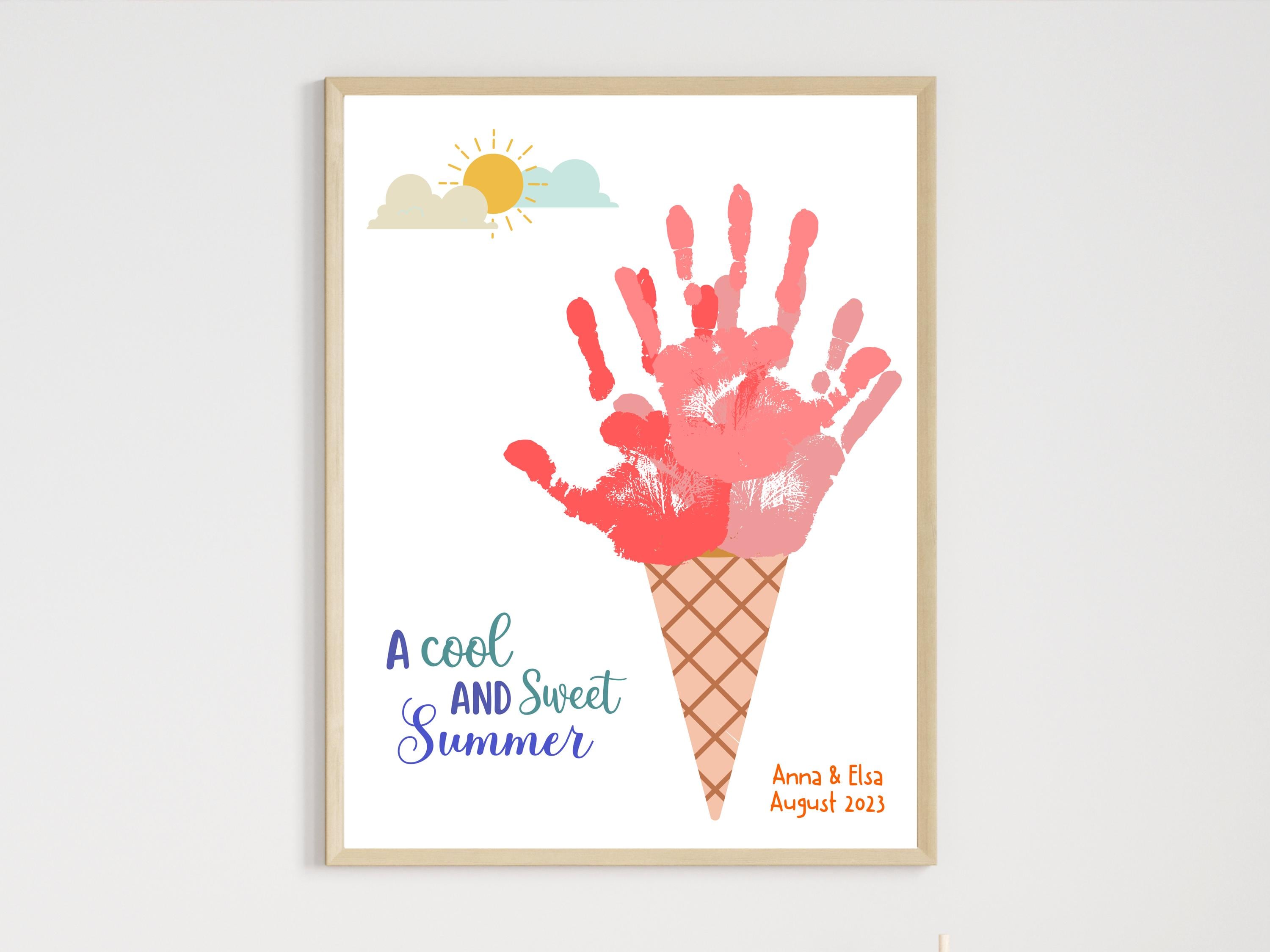 Ice Cream Cone Summer Handprint Craft Printable, DIY Art Project for ...