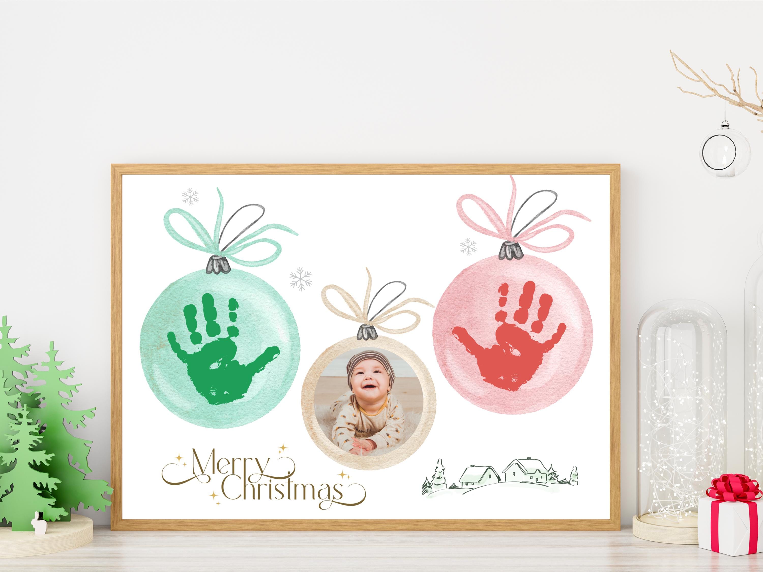 Christmas Ornament Handprint Craft Printable for Kids, DIY Winter Photo ...