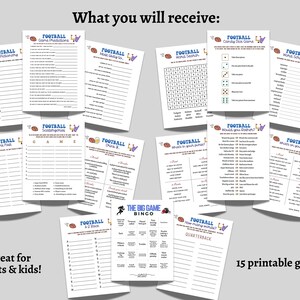 Football Party Games Bundle Printable, the Big Game Activity for Kids ...