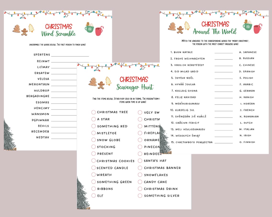 Christmas Game Bundle Printable Family Christmas Games - Etsy