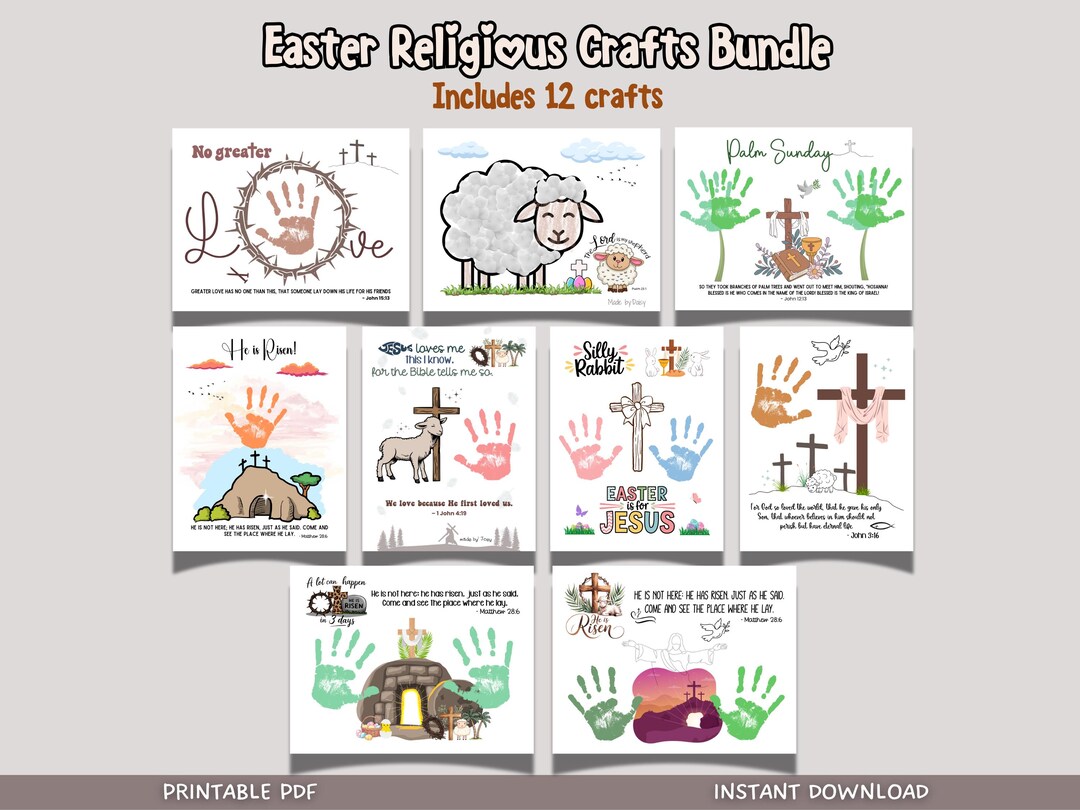 Easter Christian Handprint Craft Printable, Bible Lesson Verse DIY ...