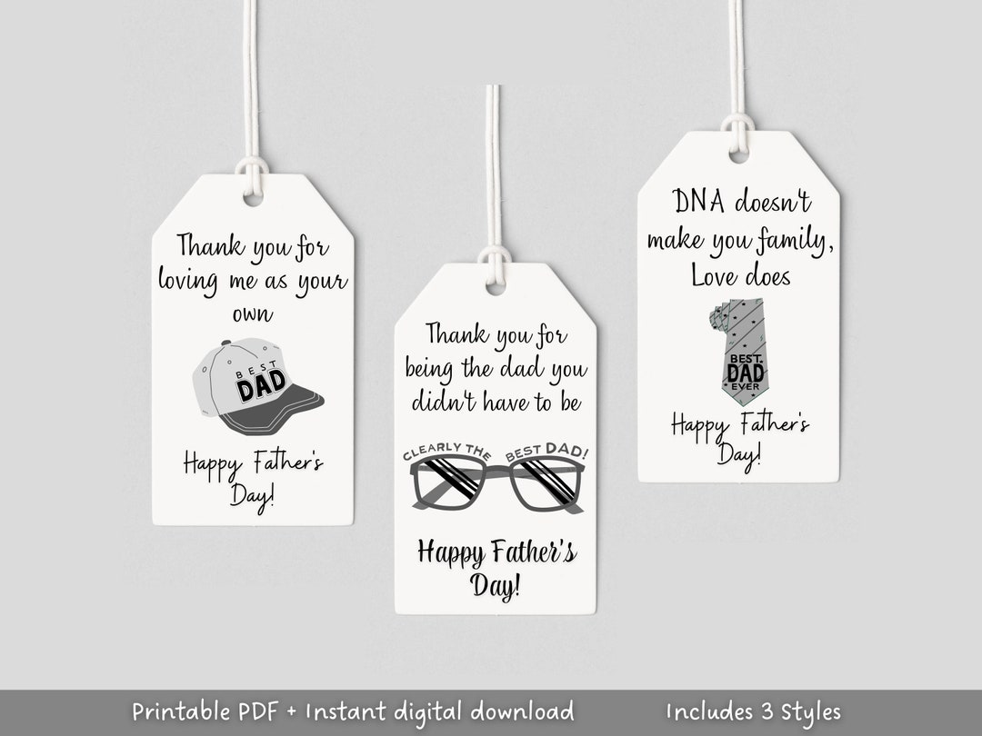 Step Dad Gift Father's Day, Father's Day Gift Tags Step Dad, Printable ...