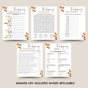 Thanksgiving Games Bundle Printable, Fall Holiday Games Bundle, Fun ...