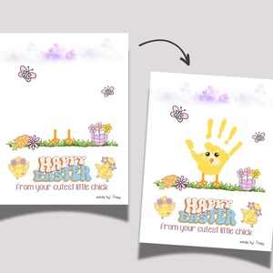 Happy Easter Retro Handprint Craft for Kids Printable, DIY Spring ...