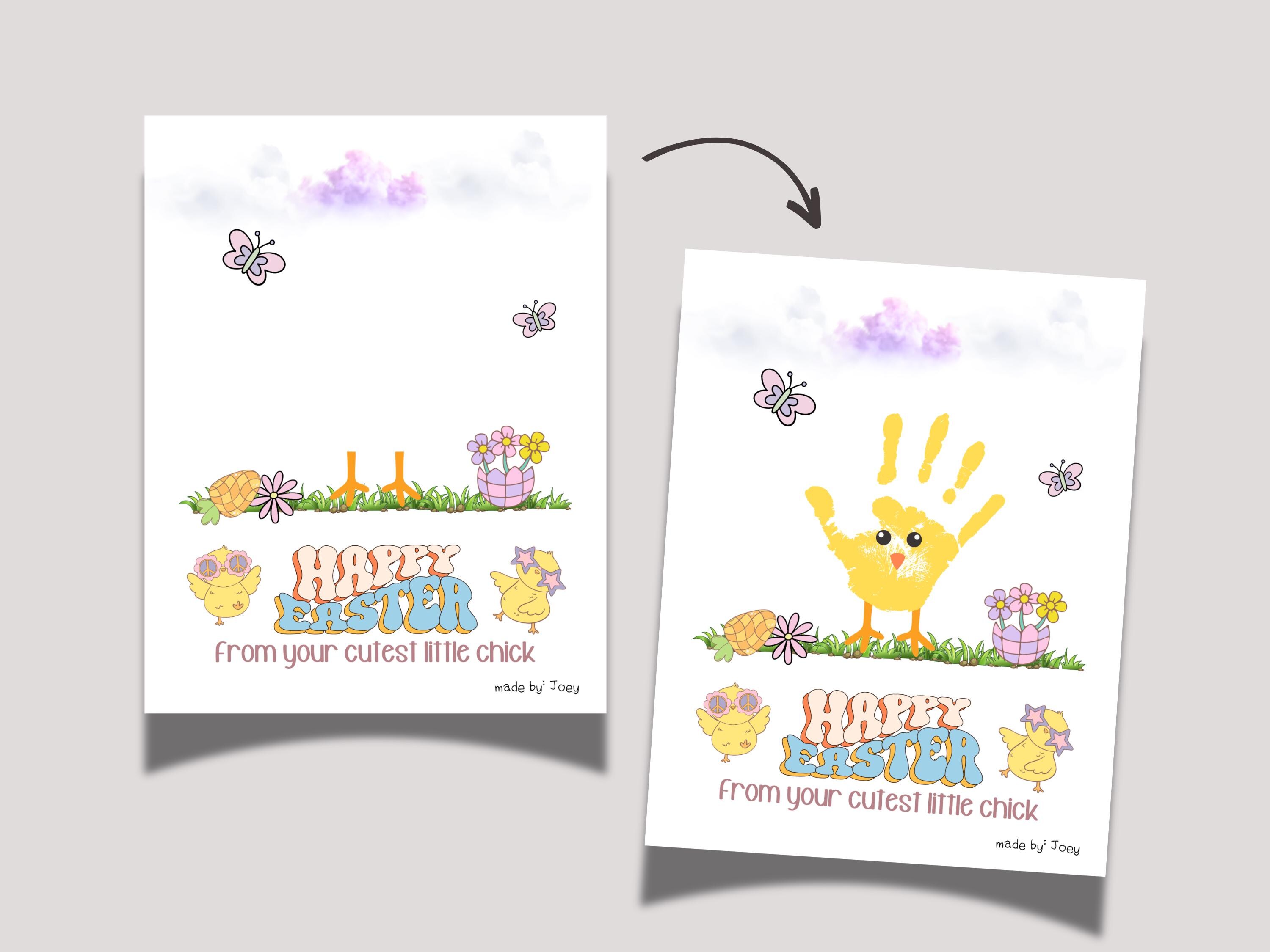 Happy Easter Retro Handprint Craft for Kids Printable, DIY Spring ...