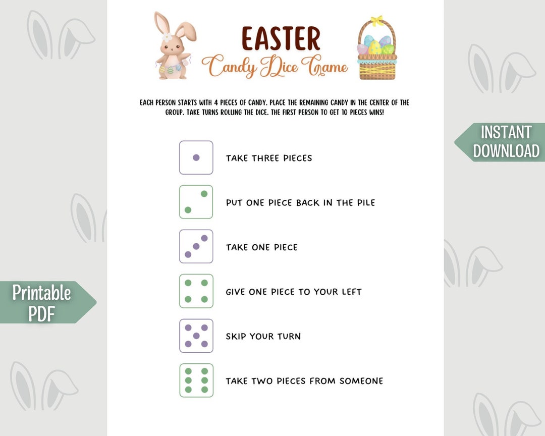Easter Candy Dice Game Printable Easter Egg Exchange Party - Etsy