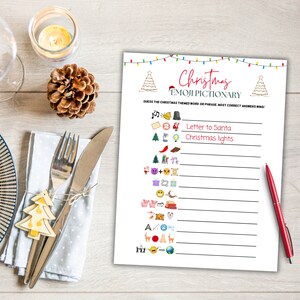 Christmas Emoji Pictionary Printable, Christmas Phrases Emoji Game ...