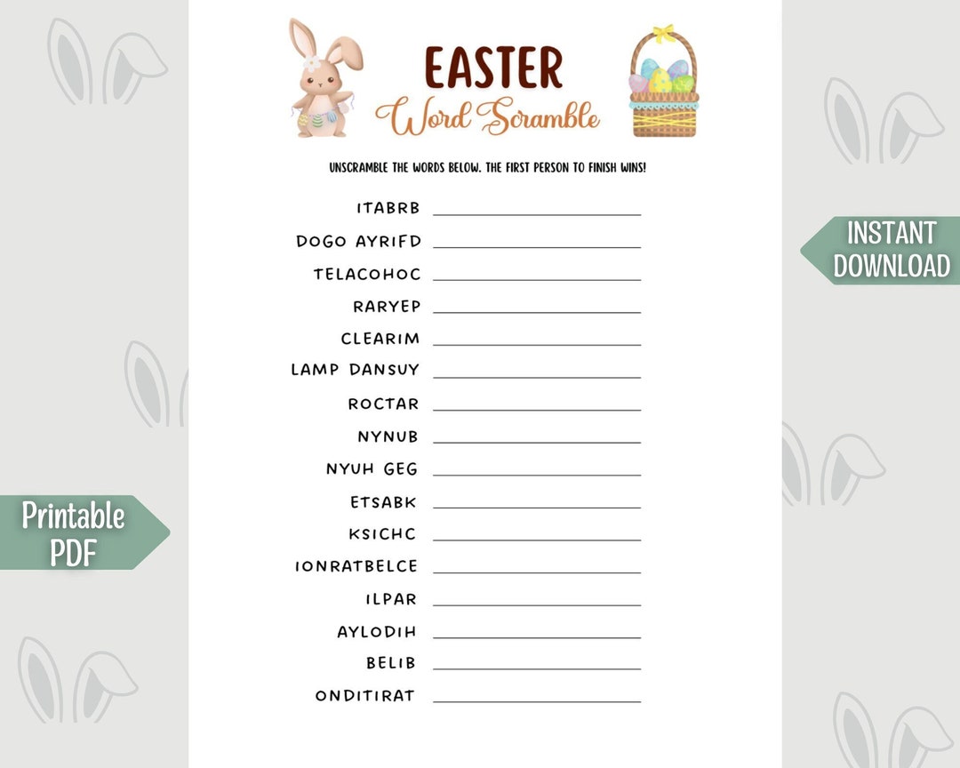 Easter Word Scramble Game Printable Easter Party Game Kids - Etsy
