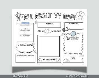 All About My Dad Survey Printable, Father's Day Questionnaire, Fathers ...